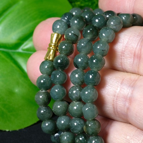 💎 200.00ct 102pcs Natural Jadeite, Jelly Deep Green Jade, Necklace Size ...