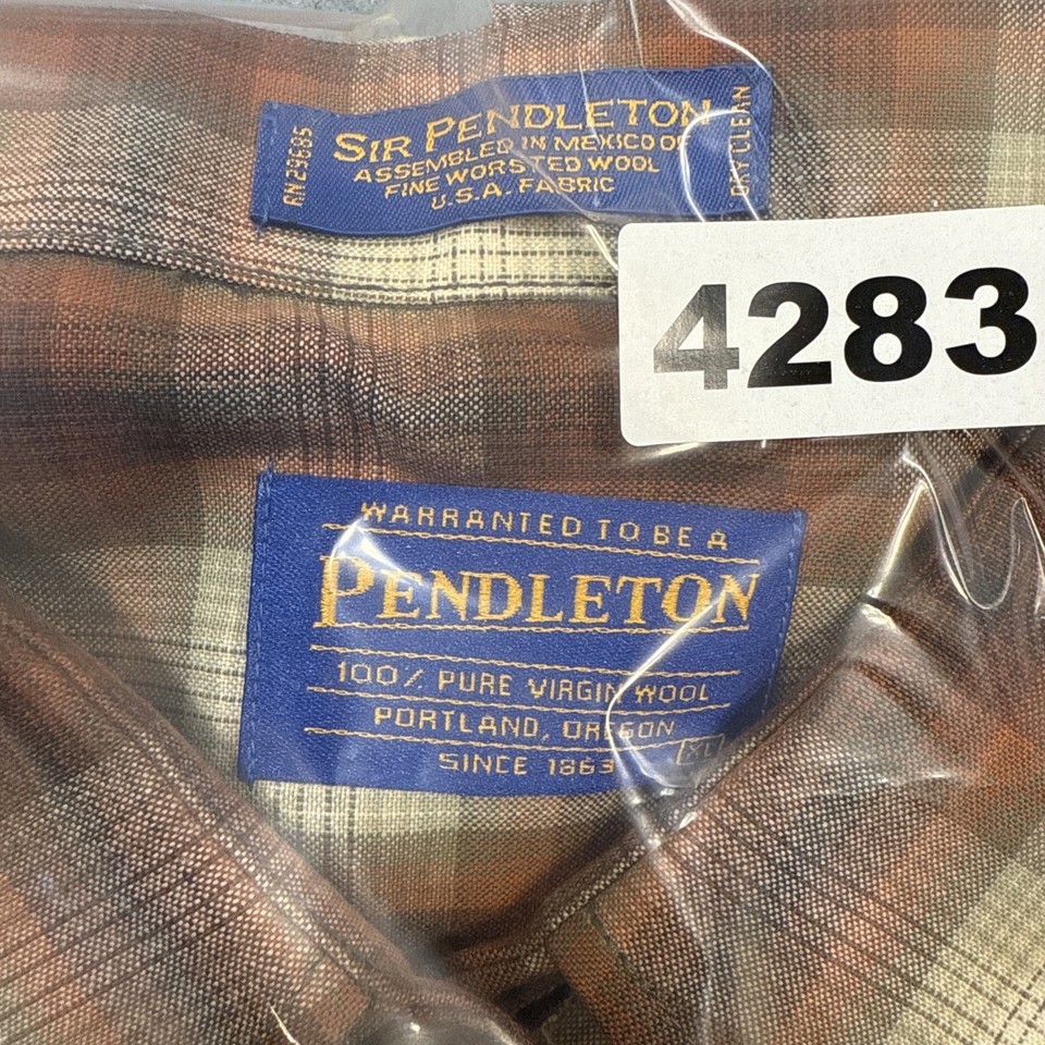 Sir Pendleton Shirt Men XL L/S Worsted Virgin Wool Plaid Button Down ...