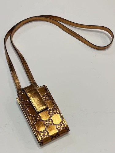 Gucci Sima Gold Mini Shoulder bag Neck pouch cigarette case Italy used ...
