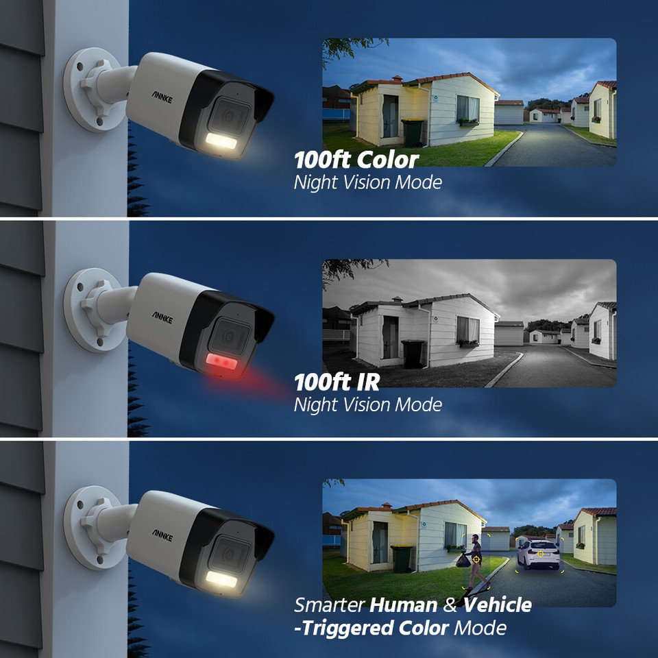 ANNKE 5MP Audio PoE Security IP Camera Color Night Vision Outdoor AI ...