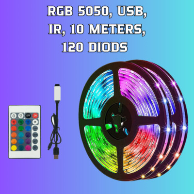 Led Strip Lights RGB 5050, 5 meters, USB, 18 diods per metr, IR | eBay ...