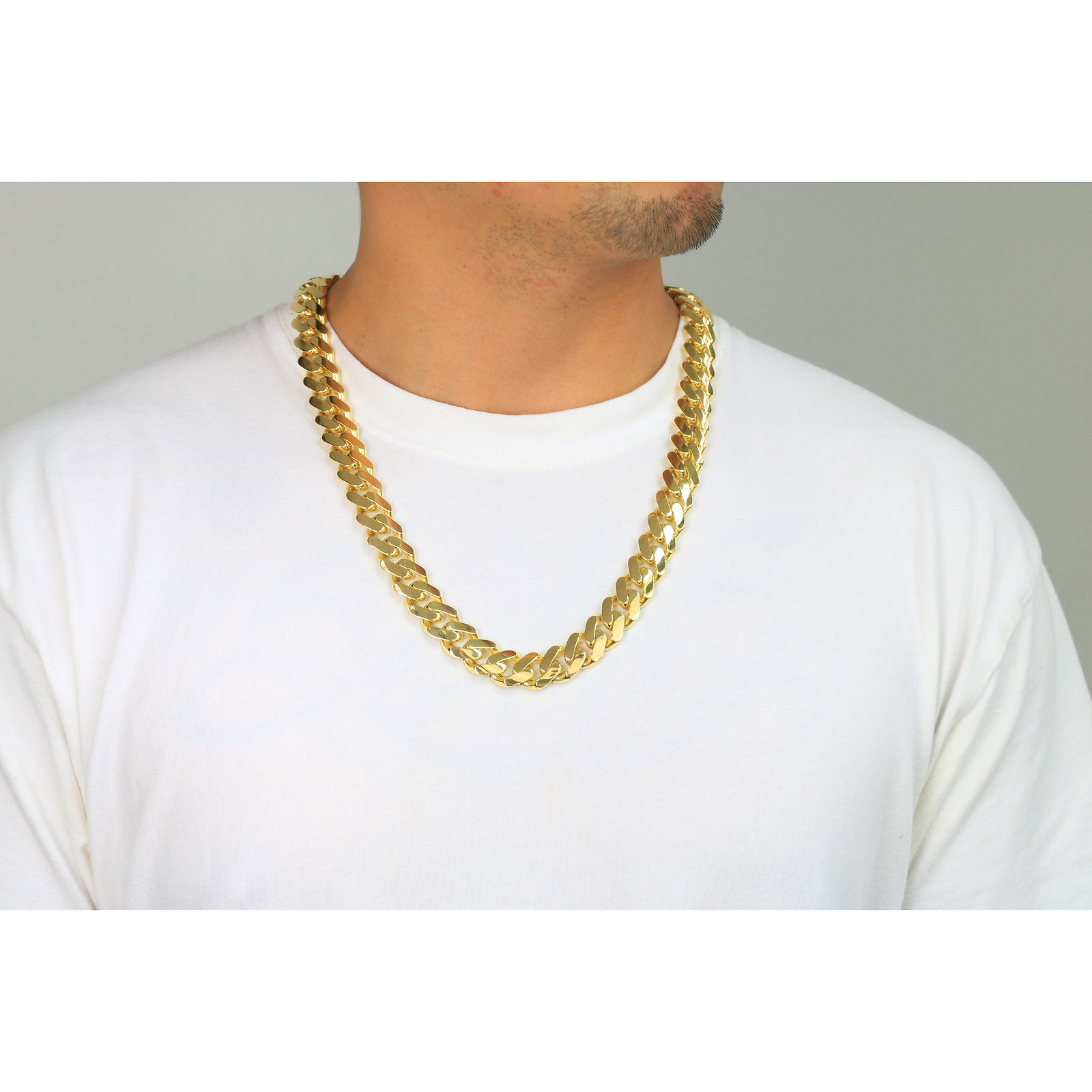 10K Yellow Gold Miami Cuban Royal Monaco Link Chain Necklace 5mm-20mm ...