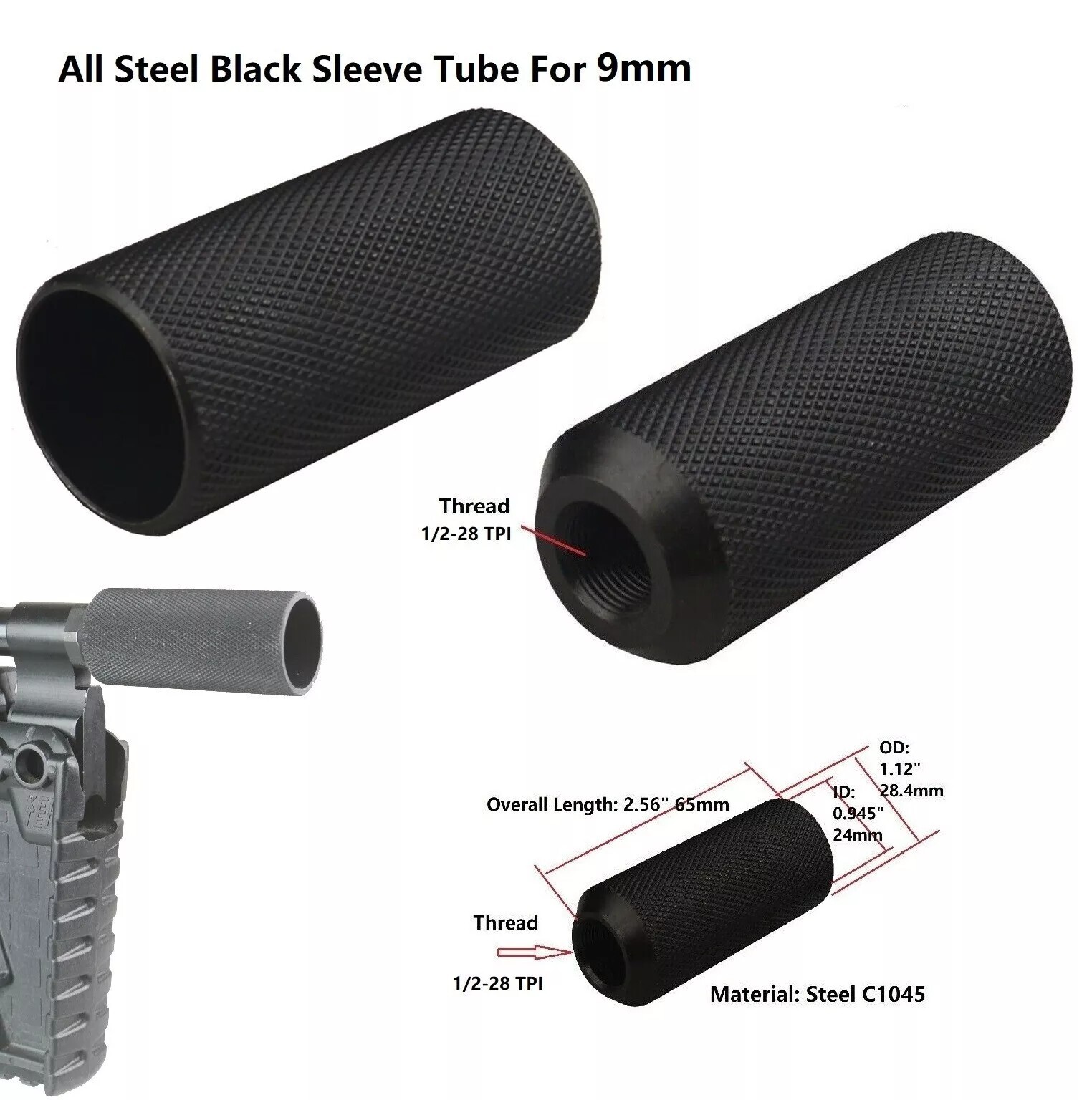 Steel 1/2X28 TPI Sound Forwarder Tube Muzzle Brake For .22 .223 9MM US ...