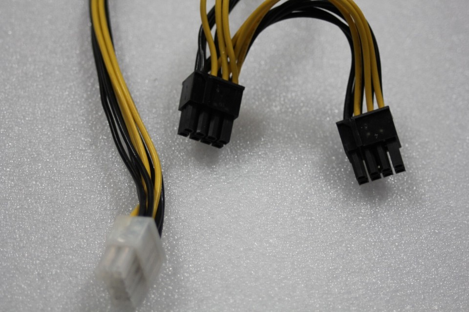 CPU EPS 12v 8 pin to Dual 6+2 pin PCI-E Power Cable Splitter GPU 18 AWG ...