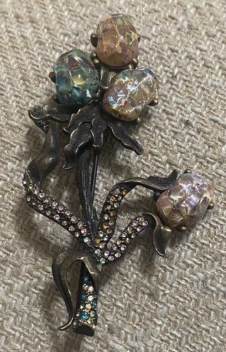 Jay Strongwater Floral Pin Brooch Swarovski Crystals 2 7/8" long | eBay