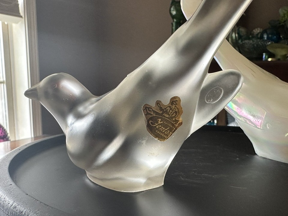 FENTON LONG TAIL BIRD of HAPPINESS X2, Frosted Clear and Iridescent ...