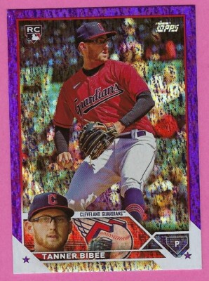 2023 Topps Update Purple Foilboard US168 Tanner Bibee Rookie Cleveland ...