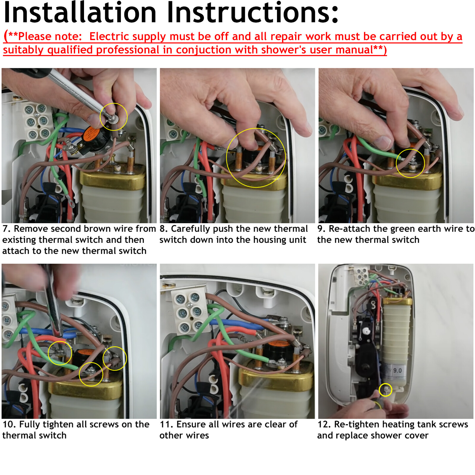 Shower Switch for MIRA Thermal Cut Out Fuse Off TOC 1736.436 + Solenoid ...