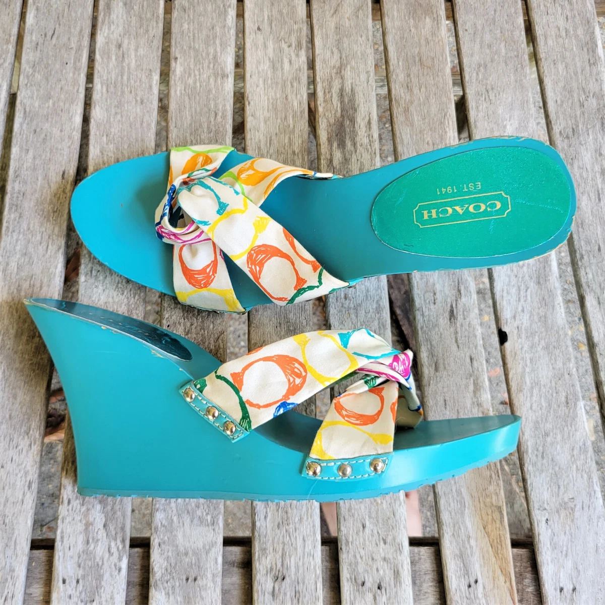 Turquoise Coach Sandals