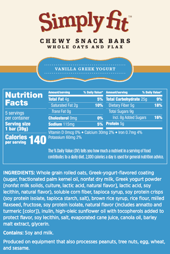 Melaleuca Simply Fit Chewy Bars Vanilla Greek Yogurt Fiber Protein 195g ...