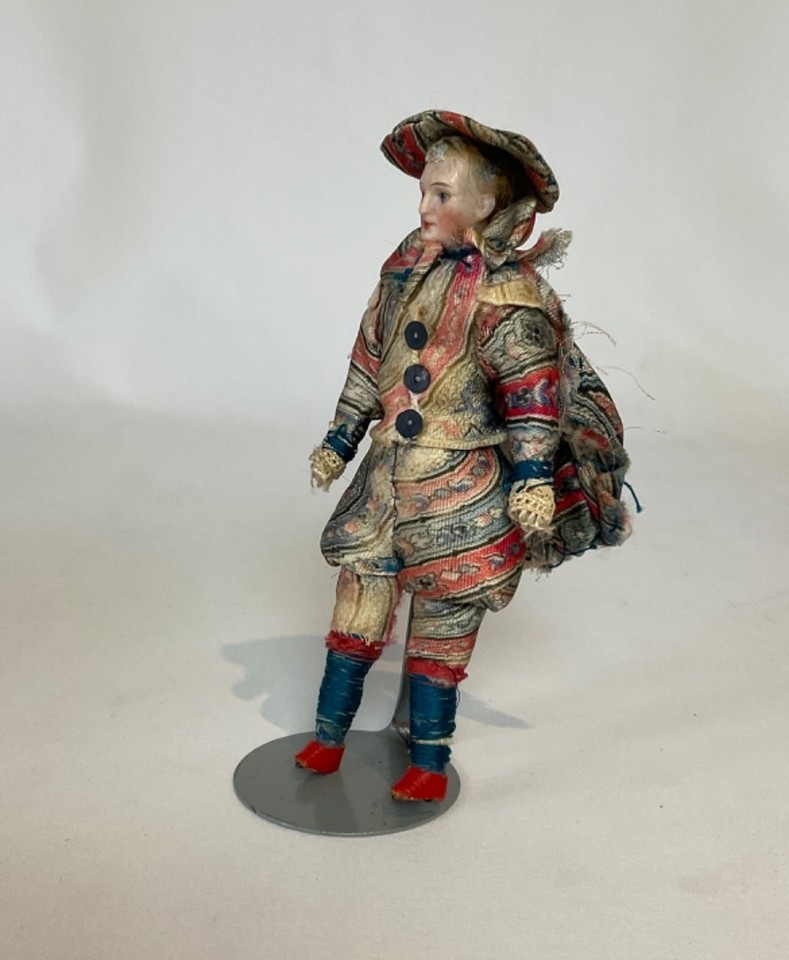 Unusual 19thC Bisque Head Dolls House Boy Doll Dressed As A Minstrel ...