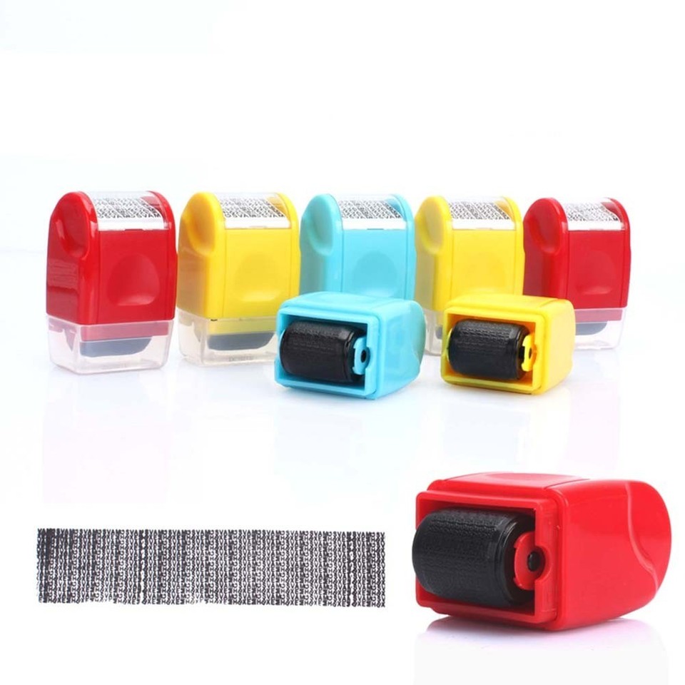 2pcs Mini Roller Stamp SelfInking Stamp Messy Code Security for Ofiice ...