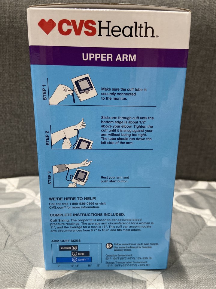 CVS HEALTH SERIES 400W AUTOMATIC Upper Arm BLOOD PRESSURE MONITOR-NEW ...