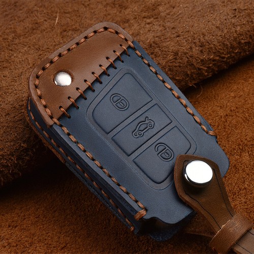 Handmade Leather Key Case Cover Remote Shell For VW Golf Polo Tiguan ...