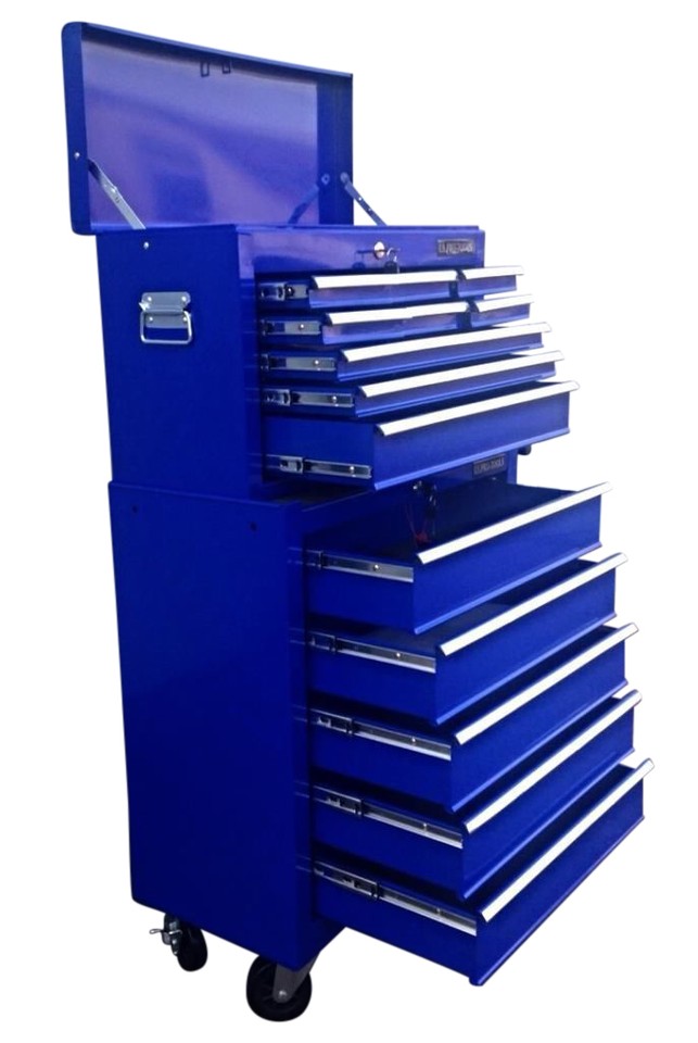 221 US PRO TOOLS BLUE AFFORDABLE TOOL CHEST ROLLCAB STEEL BOX ROLLER ...