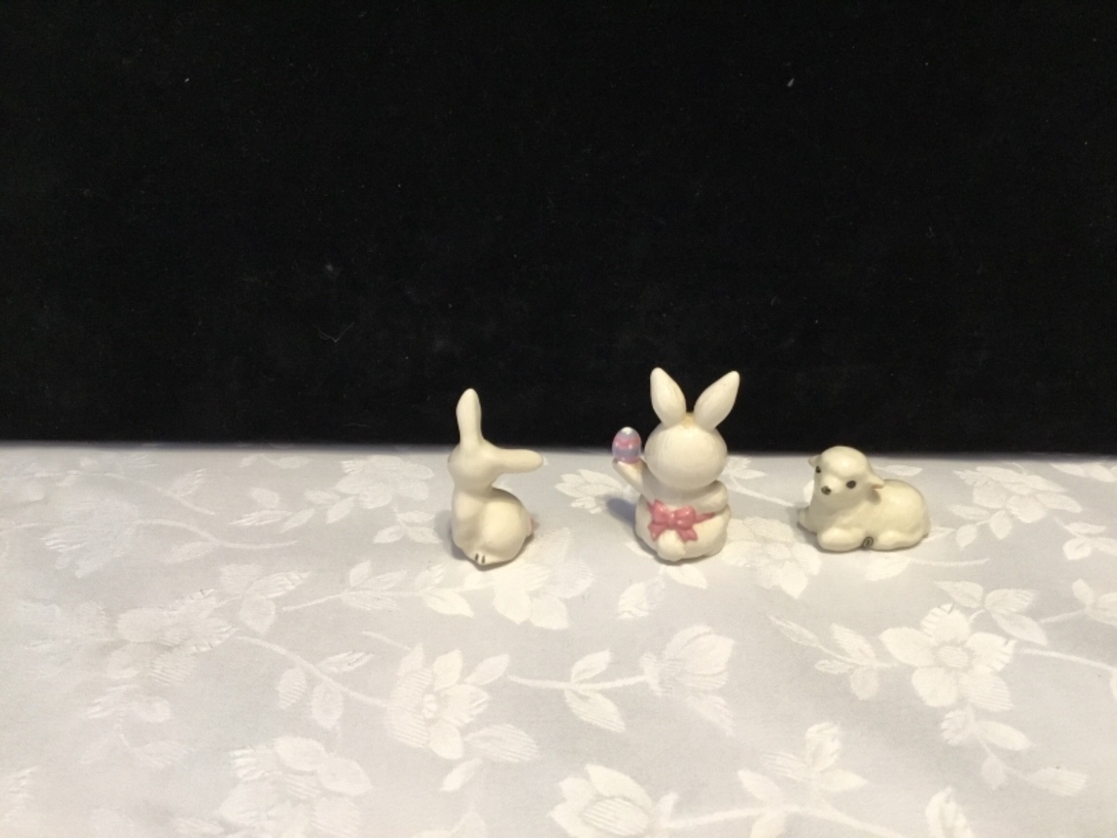 Lot of 3 Vintage White Mini Ceramic Easter Figurines 2 bunnies &1 lamb ...
