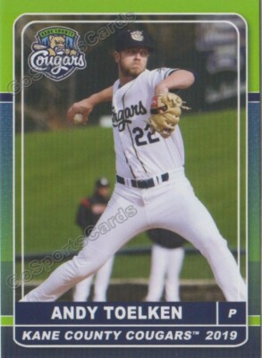2019 Kane County Cougars Andy Toelken RC Rookie Arizona Diamondbacks ...