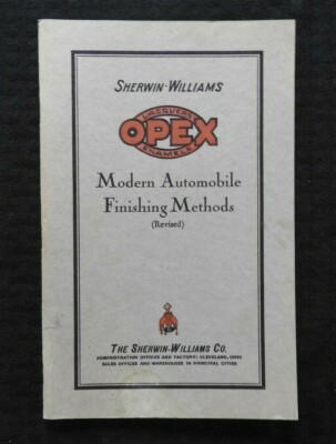 1928 SHERWIN WILLIAMS "OPEX" LACQUER & ENAMEL PAINT BODY SHOP FINISHING ...