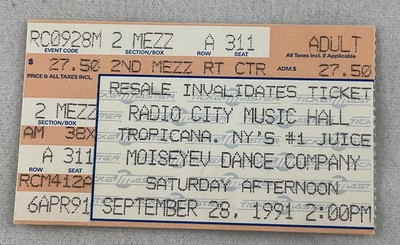1991 09/28 MOISEYEV DANCE COMPANY Ticket-Radio City Music Hall | eBay
