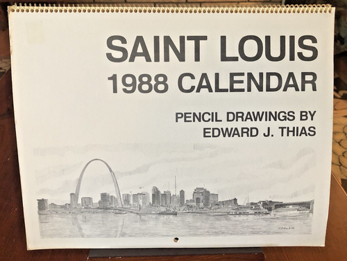 St. Louis Calendar 1988 Pencil Drawings Edward J. Thias Art Vintage ...