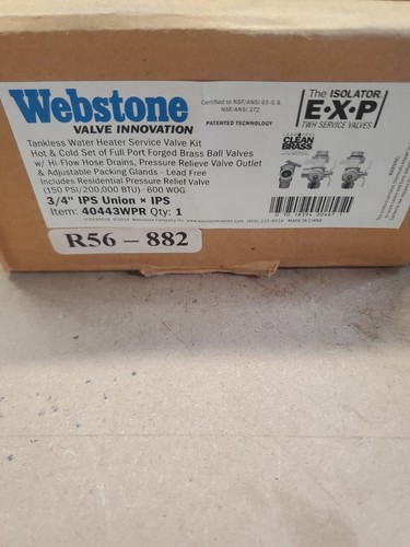 Webstone R56-882 Nibco Tankless WH Service Valve Kit 3/4" Ips | eBay