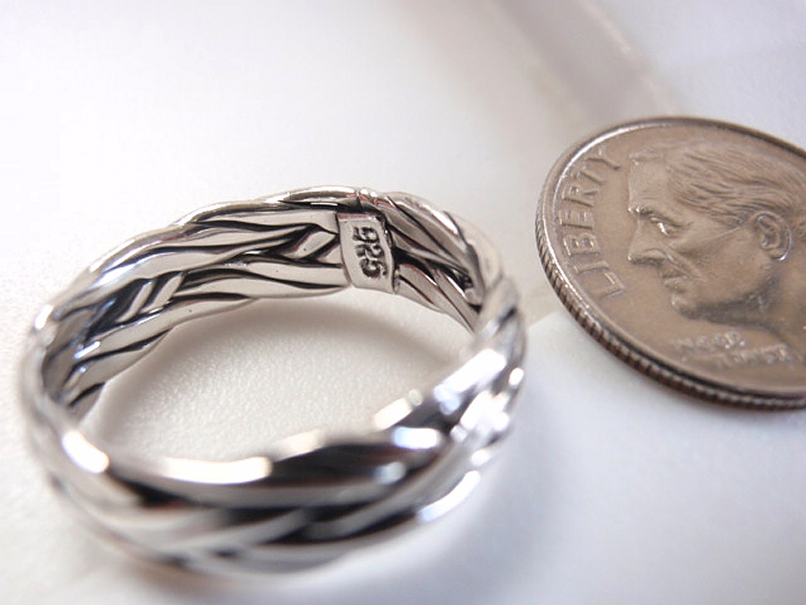 Rope Style Weave Ring 925 Sterling Silver Corona Sun Jewelry sizes 4.5 ...