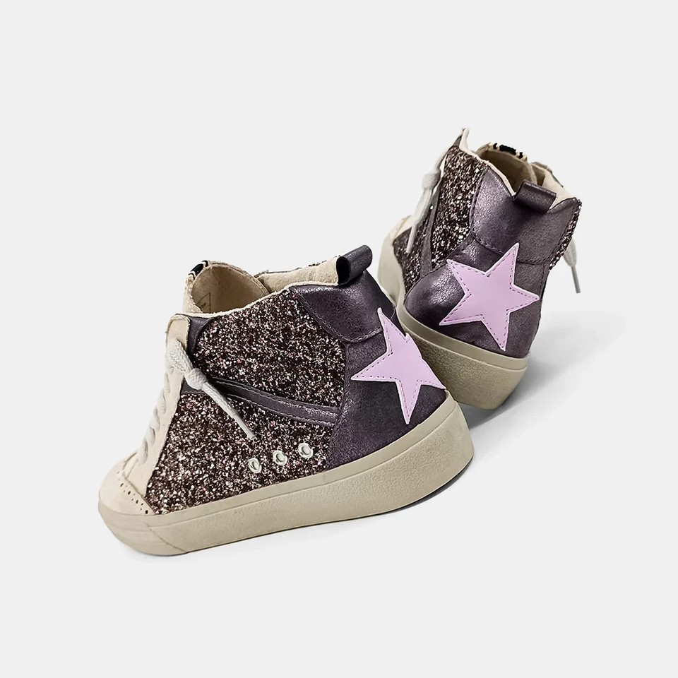 SHU SHOP Riley Mid Top Sneakers pewter glitter womens Shoes NEW Size 10 ...