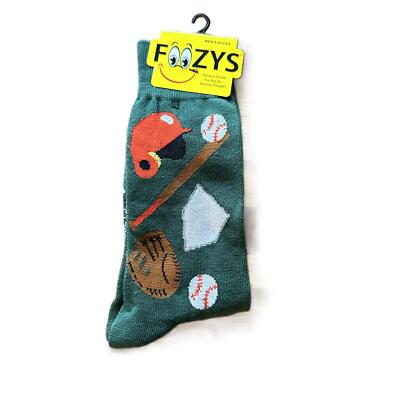 NWT Foozys Green Crew Length Baseball Theme Socks Mens One Size | eBay