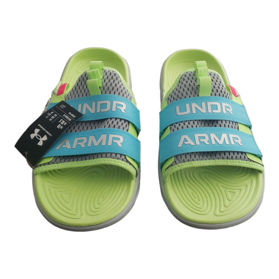 Under Armour UA Unisex Ignite Alpha Slides Sandals Lime / Aqua / Gray ...