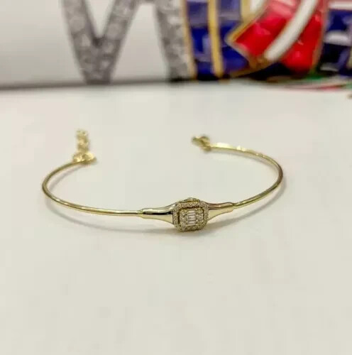 Simulated Diamond 2 Ct Baguette Beauty Bangle Bracelet 14K Yellow Gold ...