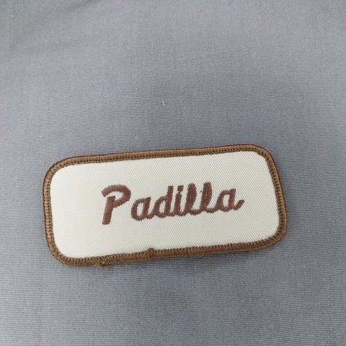 'Padilla' 3 1/4" x 1 3/4" Brown Sew-on Name Badge Patch | eBay