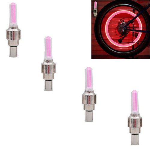 4x LED Light Tire Valve Cap Pressure Cover Flash Neon Lamp RED Lights ...