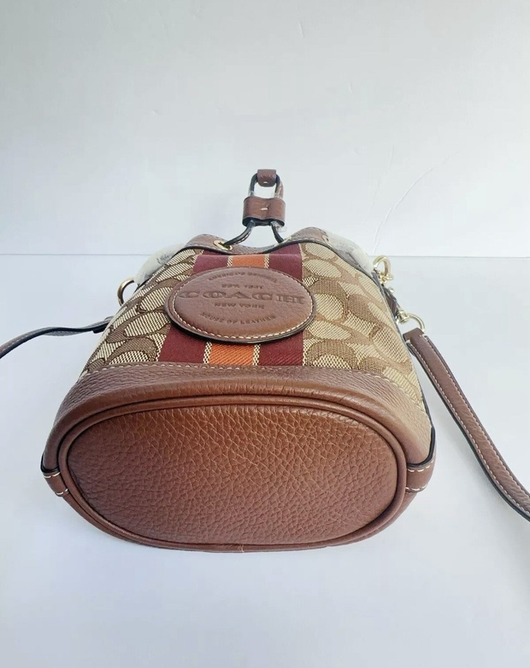 NWT Coach C8322 Mini Dempsey Bucket In Signature Jacquard With Stripe And Patch | eBay