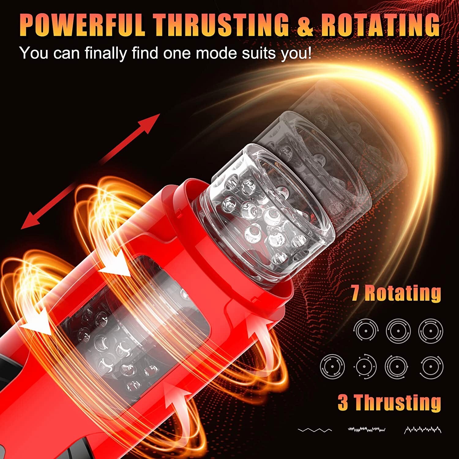 Male Masturbater Automatic HandsFree Telescopic Rotating Stroker Cup ...
