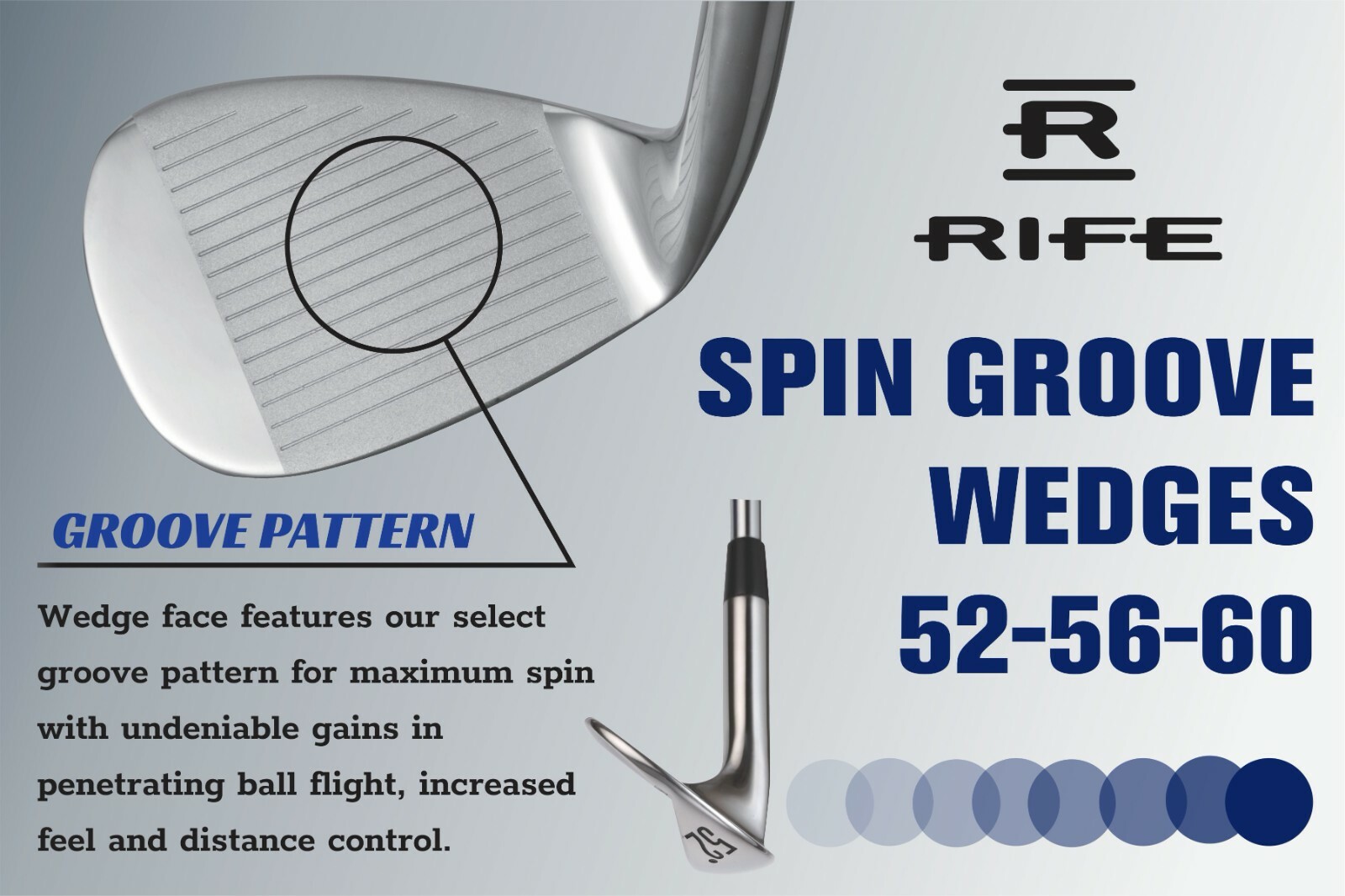 Rife Spin Groove +1'' Over Men's Std RH Golf Wedge Set: 52° AW, 56° SW ...