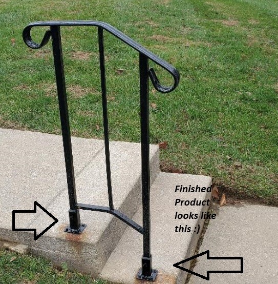 Broken Outdoor Handrail Repair Base 6.5” H- 1" Posts Slip Fit IN NO ...