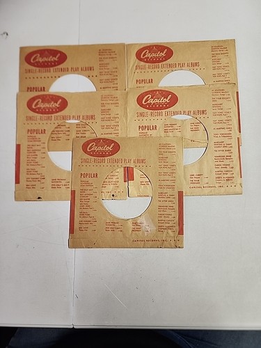 45 RPM 7" RECORD SLEEVES CO. SLEEVE 5 PACK SEE PHOTOS - Capitol (SLV163 ...