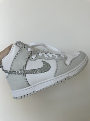 Size 5.5 - Nike Dunk High Silver Glitter Swoosh W | eBay