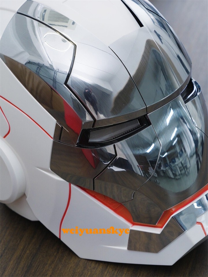 AUTOKING Iron Man MK5 Helmet silver&White Wearable Voice Control Open ...