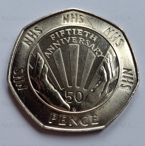 1998 Fifty Pence 50th Anniversary of the NHS 50p Brilliant Uncirculated ...