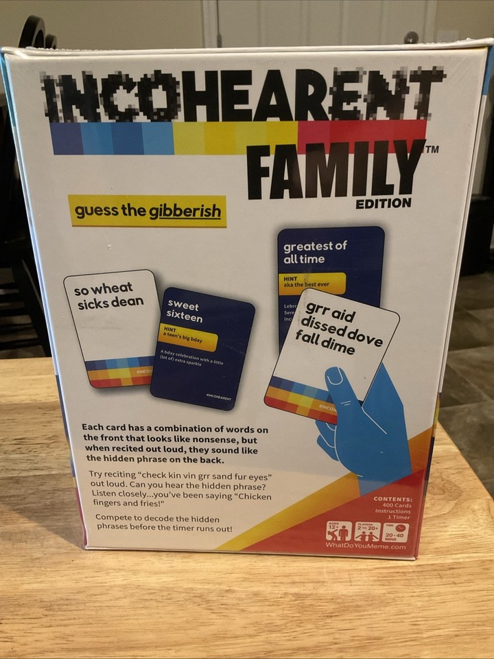 INCOHERENT Family Edition Card/Board Game “Guess The Gibberish” NEW ...