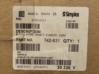 Fire Alarms - Simplex Power Supply