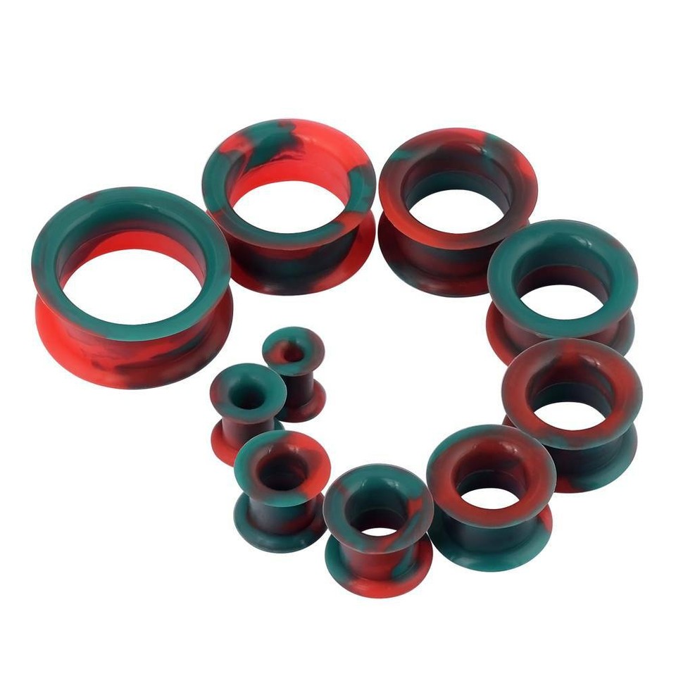 2PCS Ear Tunnel Plugs Double Flared Hollow Hard Silicone Ear Gauges ...