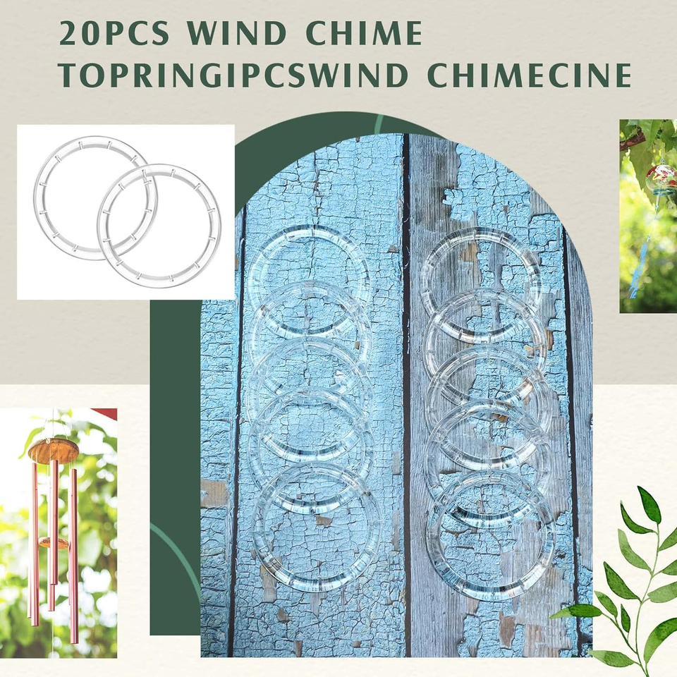 20 Pieces Wind Chime Supplies DIY Top Circles of Wind Chime Kit with 2 ...