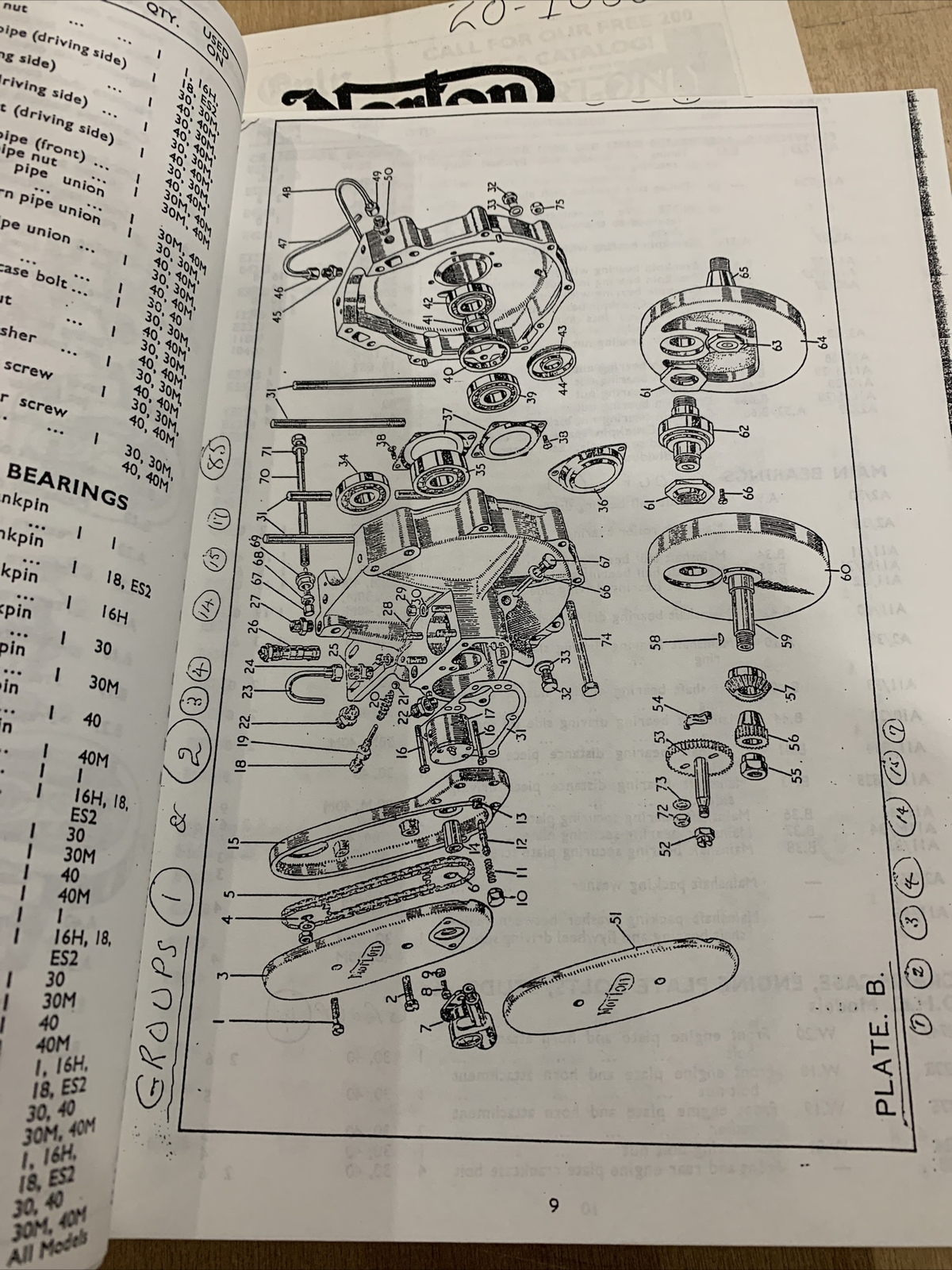norton spare parts list model 1 16h es2 30 50 30m 40m 1950 20-10364c | eBay