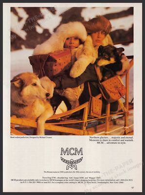 MCM Handbags 1980s Print Advertisement Ad 1988 Husky Dog Sled | eBay