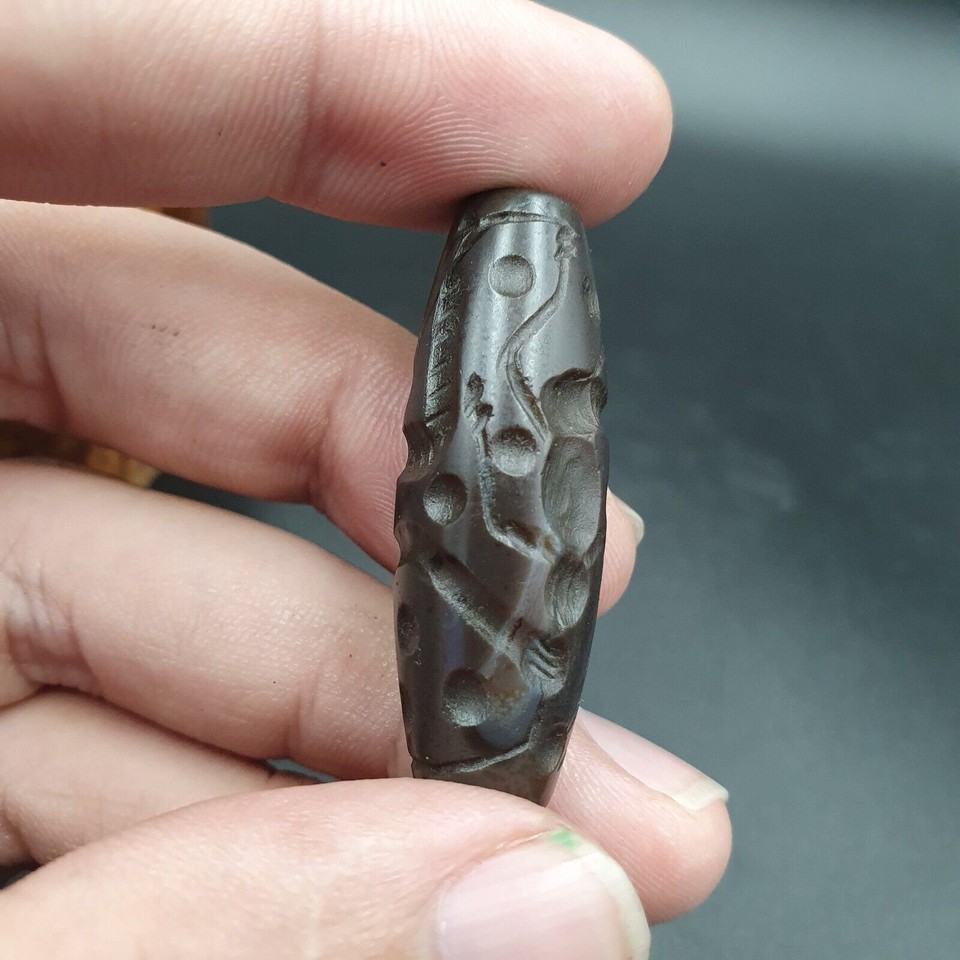 Indo tibetan carving agate eye stone bead amulet hunting prey #10215 | eBay