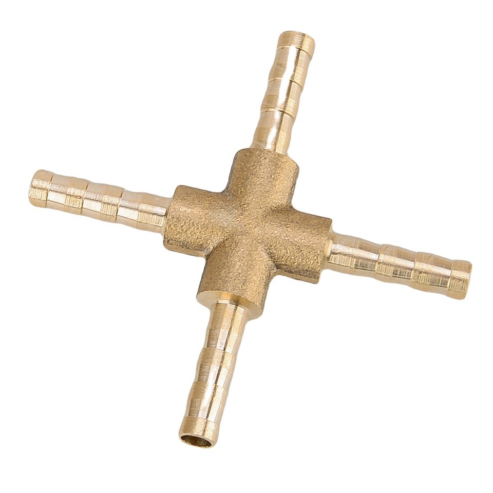 5X HOSE BARB 4 WAY Cross Brass Pipe Fitting Thread Gas Fuel Water Air ...