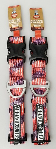 Pair of 2 Arcadia Trail Paracord Rope Collars X-Large 20-28" Berry ...