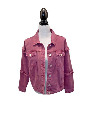 Glamorous Denim Women's Purple Jean Jacket Ruffle Denim Sleeve Size 6 ...